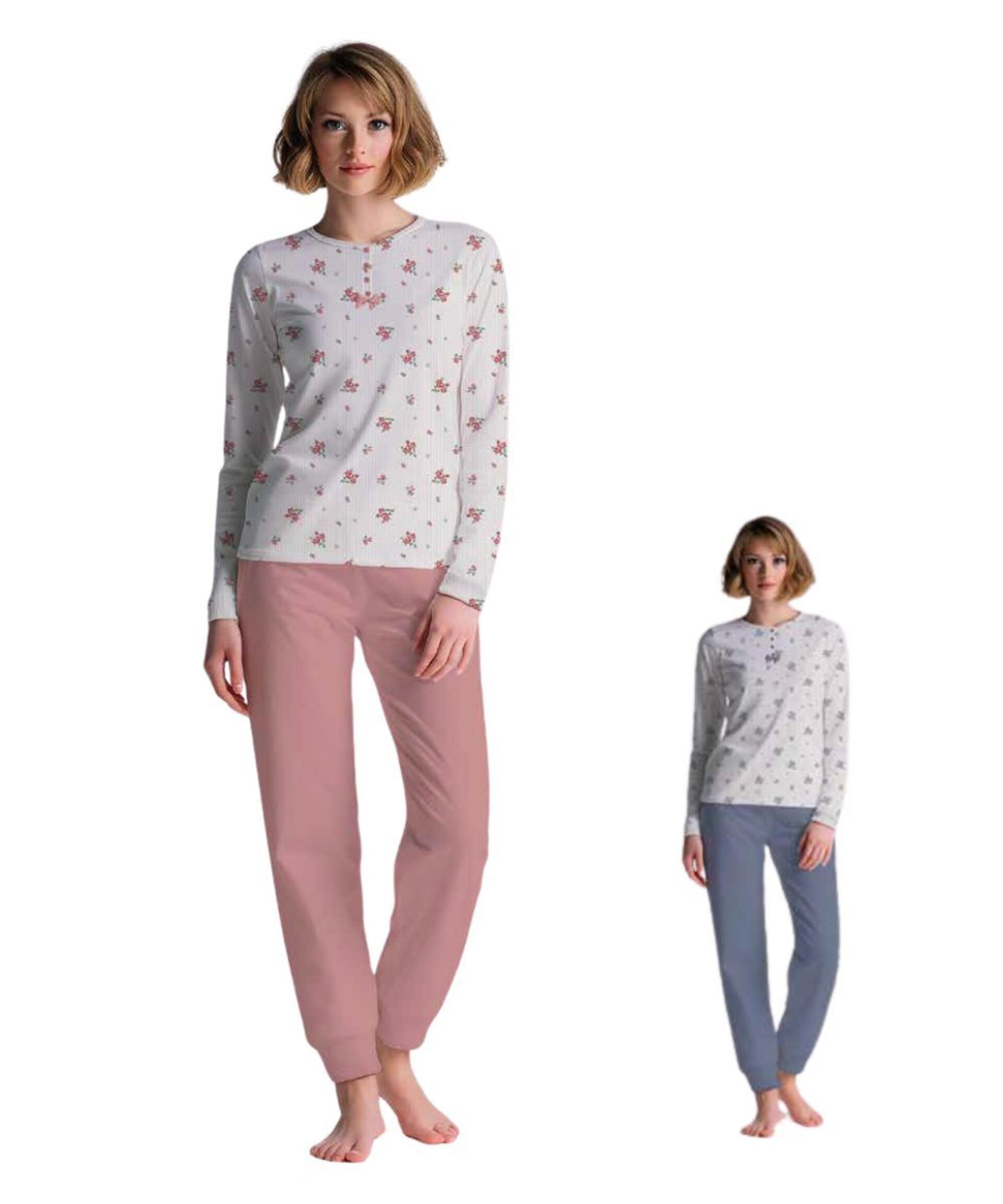 Cippi 1031 Women's Cotton Jersey Henley Pajamas Cippi | Quattro ...