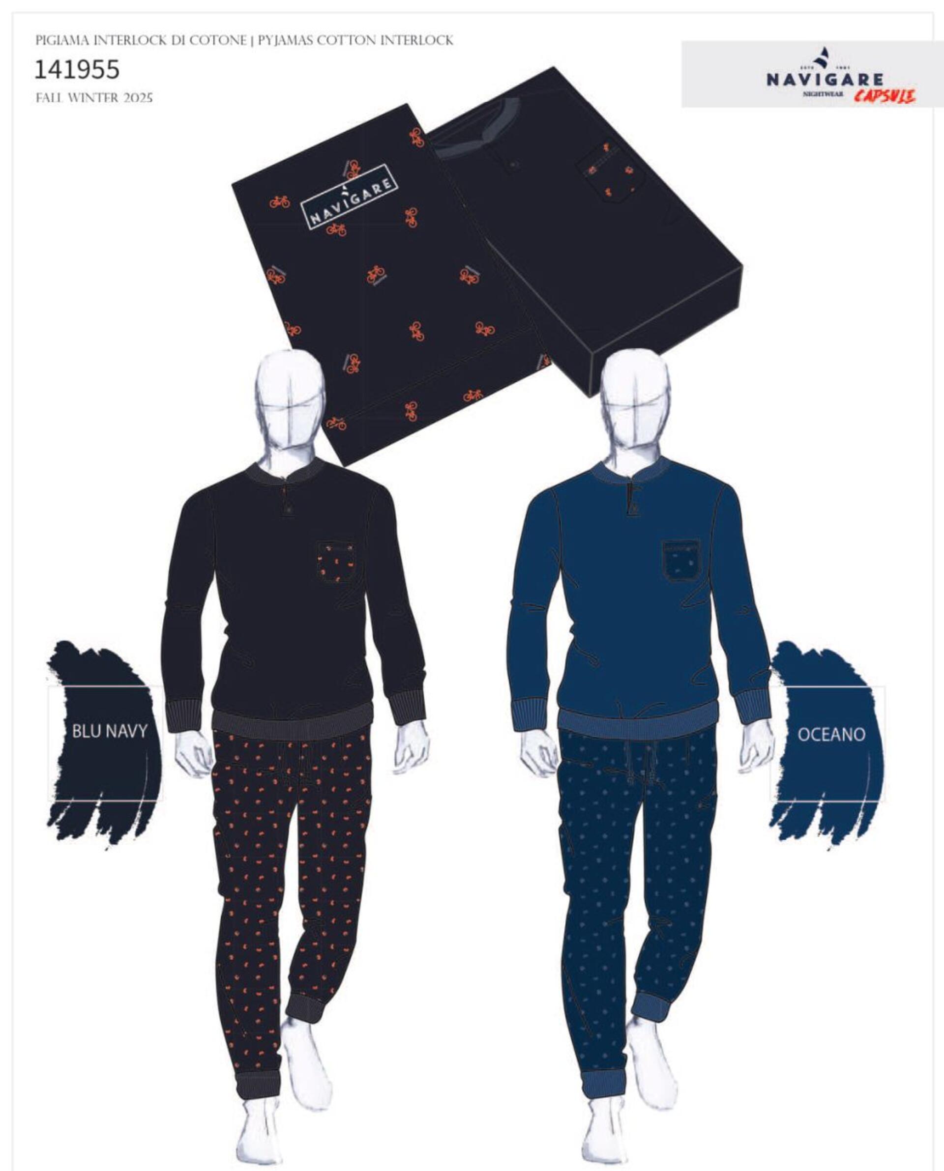 Navigare 141955 Men's Warm Cotton Jersey Pajamas Navigare Home ...