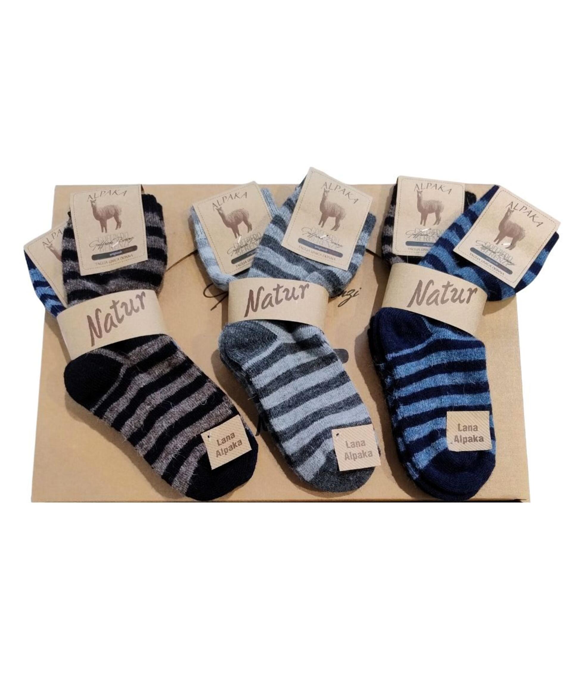 Goffredo Berenzi 9006 BI-PACK striped alpaca short socks for women ...