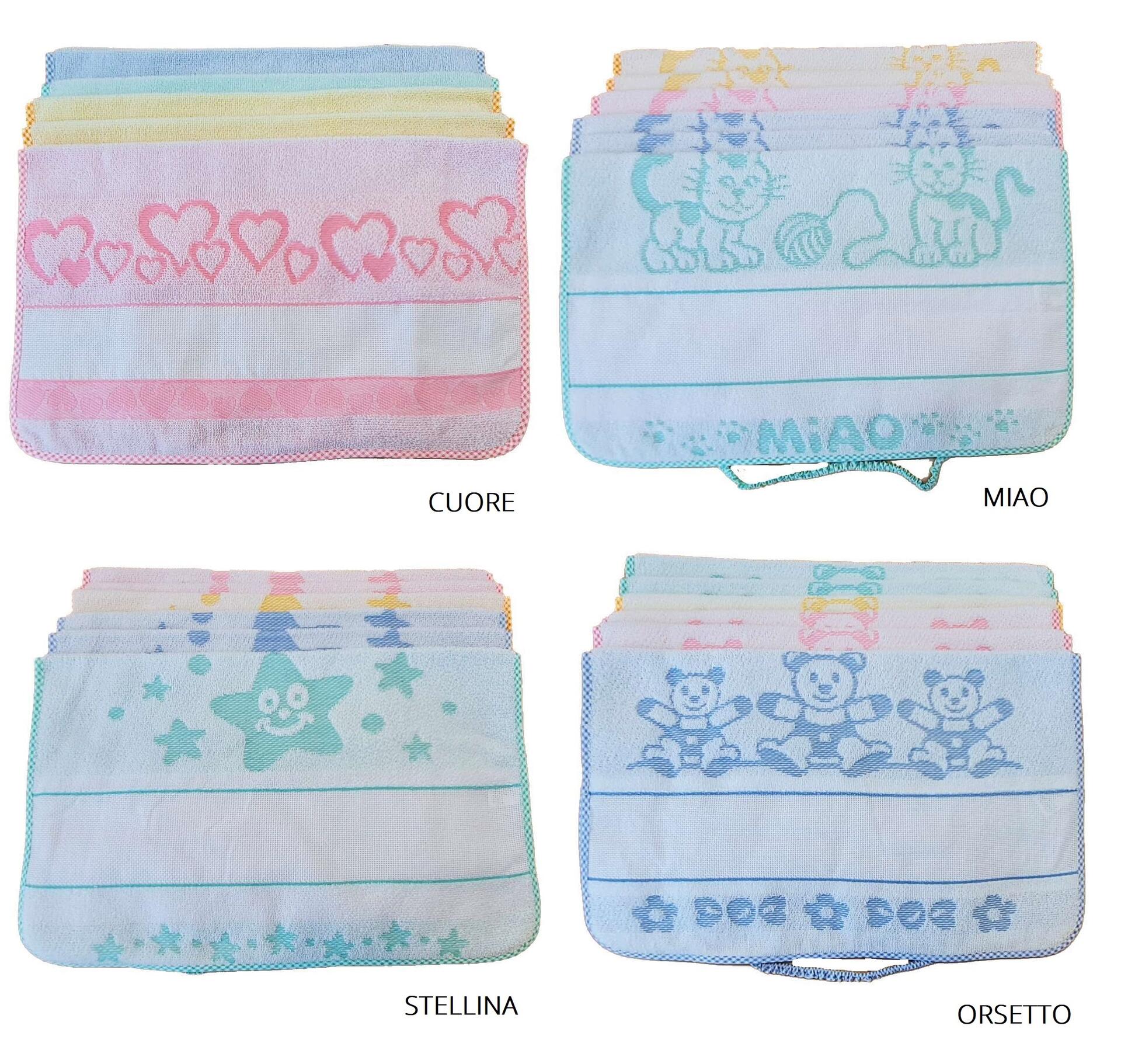 Asciugamano asilo bambini tirloni baby con tela aida da ricamare (1 ...