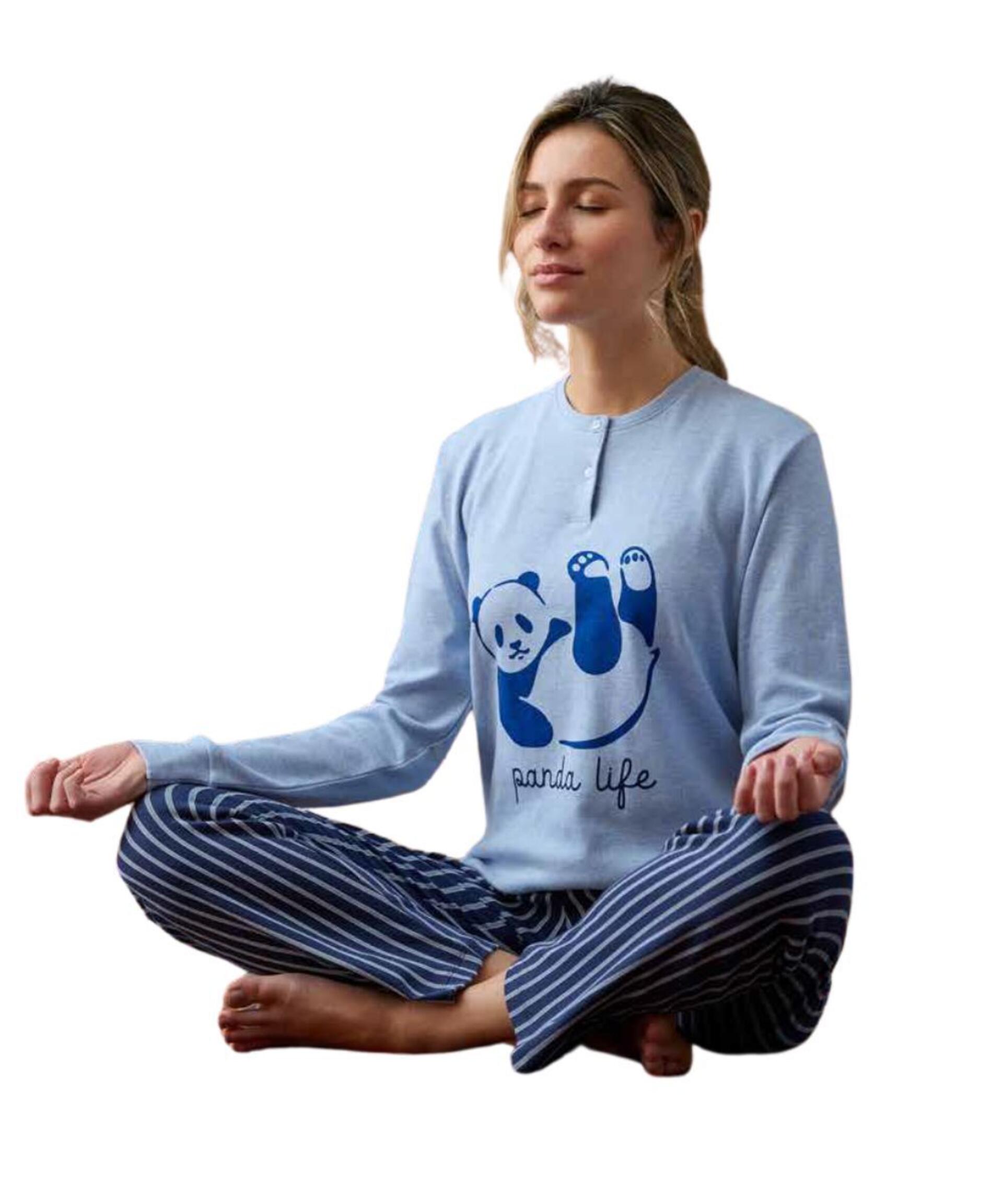 Enrico Coveri EP6261 Damen-Pyjama aus warmem Baumwolljersey COVERI ...