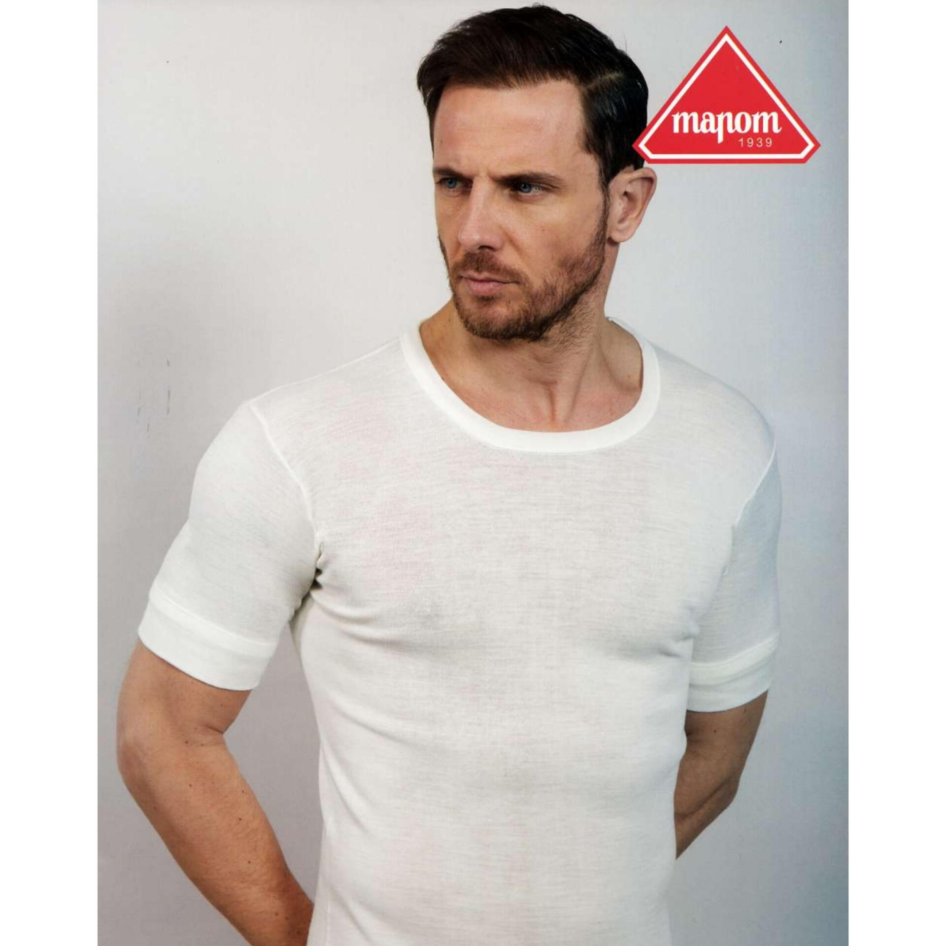 MEN'S WOOL BLEND SWEATER MAPOM ROCKY MELANGE WHITE T-SHIRT Mapom ...